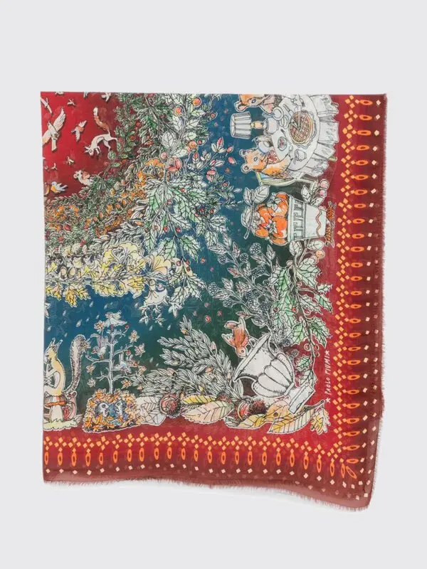 Faliero Sarti 100% Cashmere Scarf With Ethnic Print And Fringed Hem