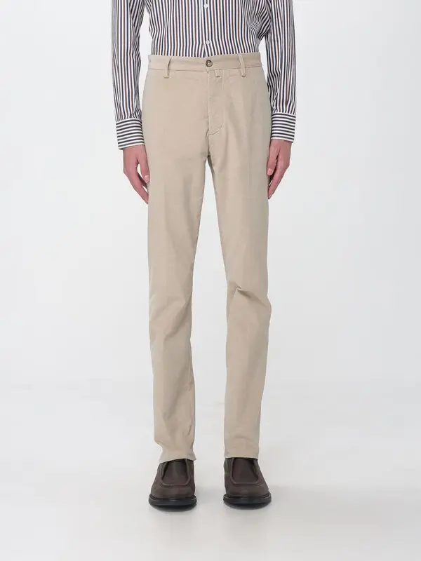 BROOKSFIELD Slim Fit Mid-rise Velvet Trousers - Beige