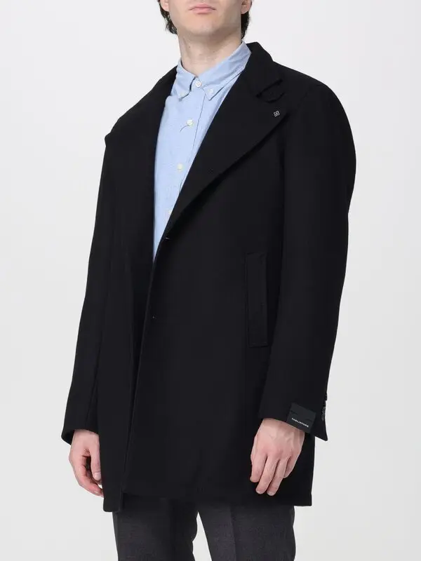 Tagliatore Single-breasted Knee-length Coat In Pure Wool With Classic Collar - Black