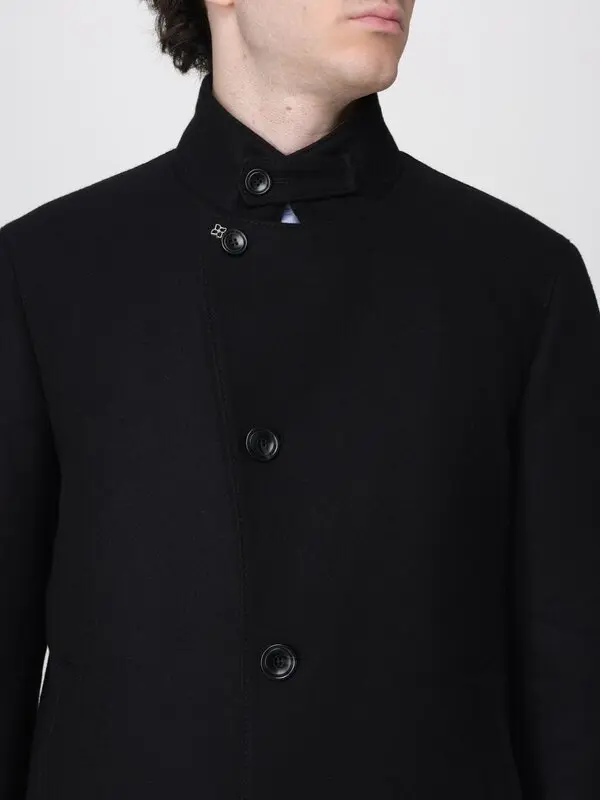 Tagliatore Single-breasted Knee-length Coat In Pure Wool With Classic Collar - Black