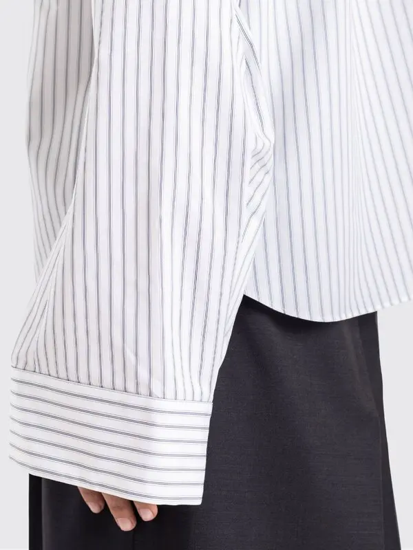 Sacai Striped Cotton-blend Shirt With Dropped Shoulders And Curved Hem