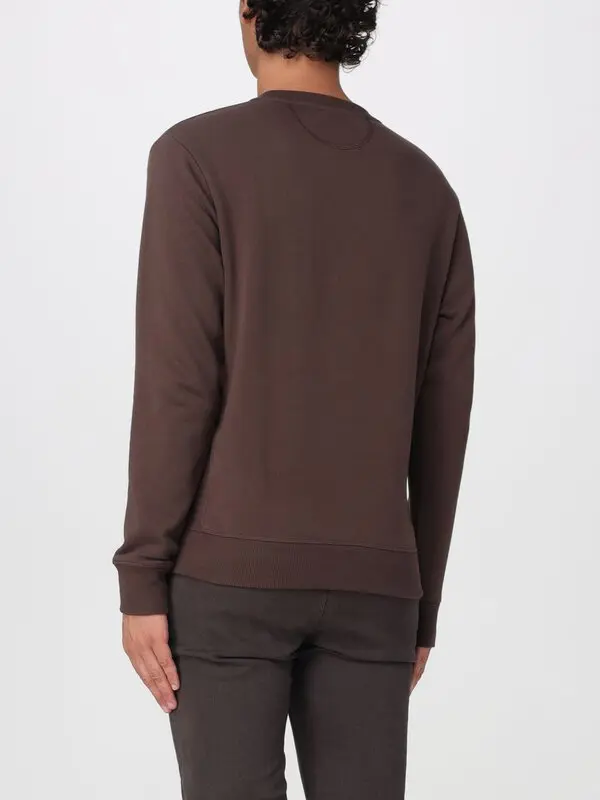 LA MARTINA Crewneck Cotton Sweatshirt With Dropped Shoulders And Contrast Logo - Brown