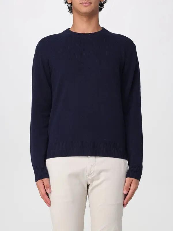 JACOB COHЁN Crewneck Long-sleeve Jumper In Pure Wool With Ribbed Trims