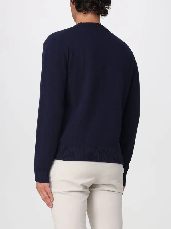 JACOB COHЁN Crewneck Long-sleeve Jumper In Pure Wool With Ribbed Trims