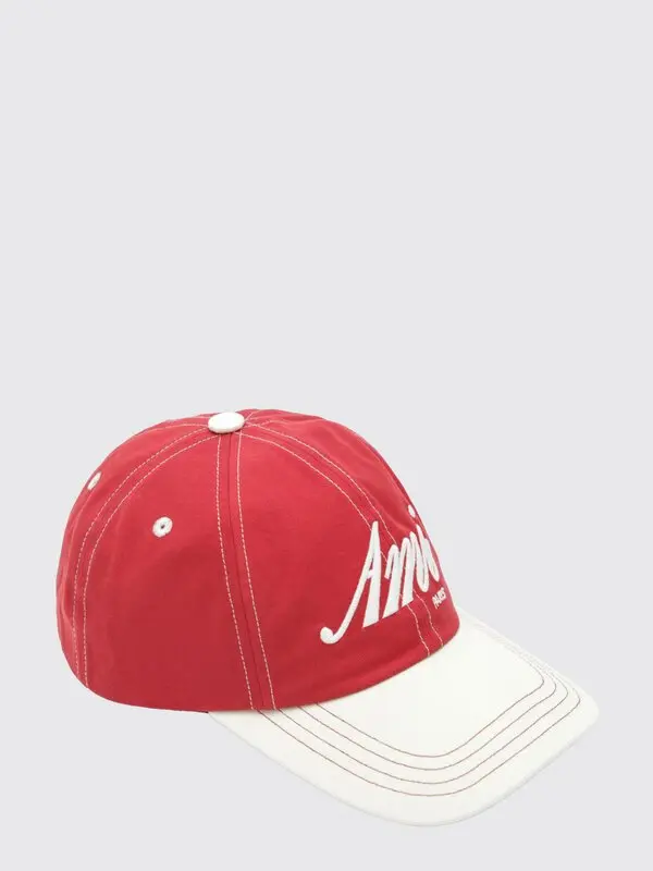 AMI Paris Cotton Baseball Cap With De Coeur Logo - Red