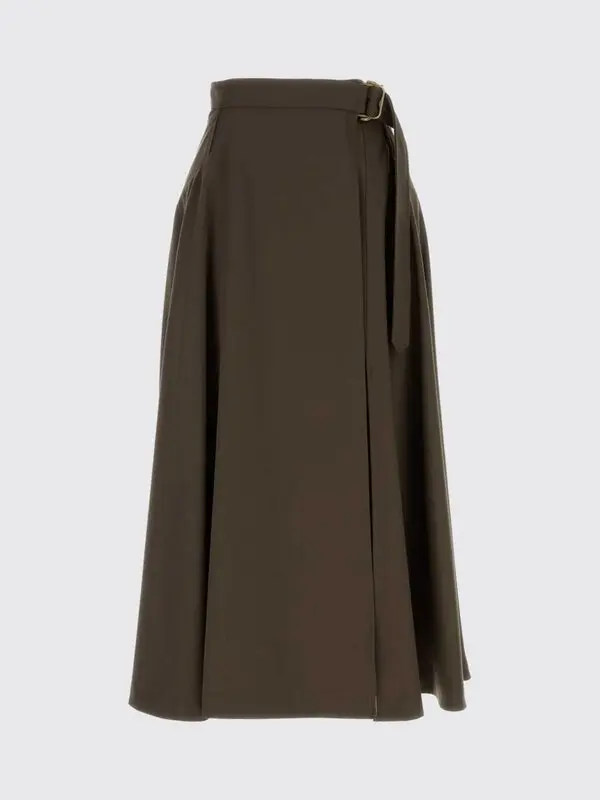 Burberry High-waisted Pure Wool Midi Wrap Skirt With Side Buckle