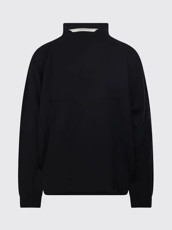Jacquemus Rond Carré Cotton Sweatshirt With High Neck And Half-zip - Black