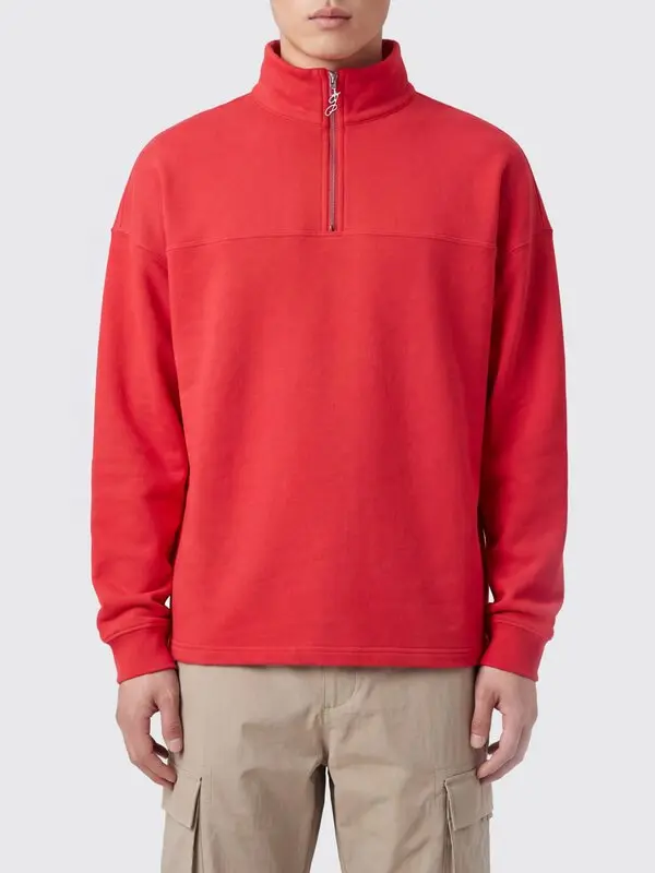 Jacquemus Rond Carré Cotton Sweatshirt With High Neck And Half-zip - Red