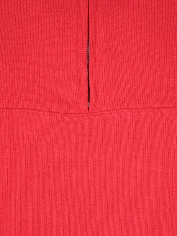 Jacquemus Rond Carré Cotton Sweatshirt With High Neck And Half-zip - Red