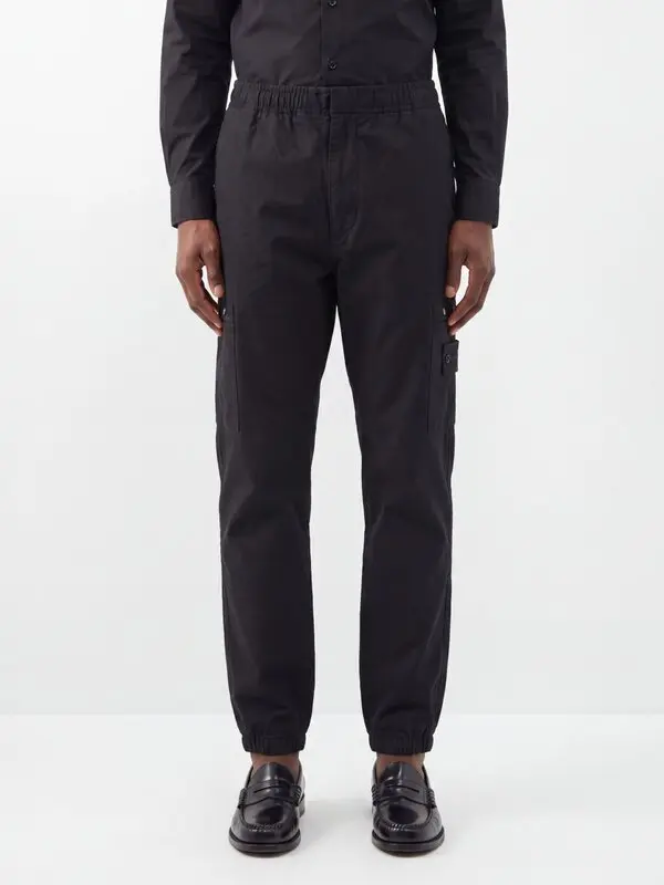 Stone Island Wool Flannel Jogging Trousers With Compass Logo