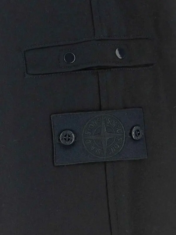 Stone Island Wool Flannel Jogging Trousers With Compass Logo