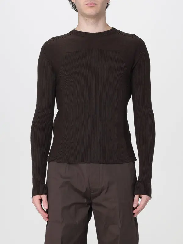 Rick Owens Slim Fit Crewneck Jumper In Pure Virgin Wool With Ribbed Cuffs