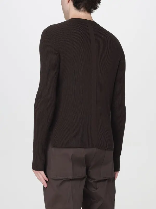 Rick Owens Slim Fit Crewneck Jumper In Pure Virgin Wool With Ribbed Cuffs