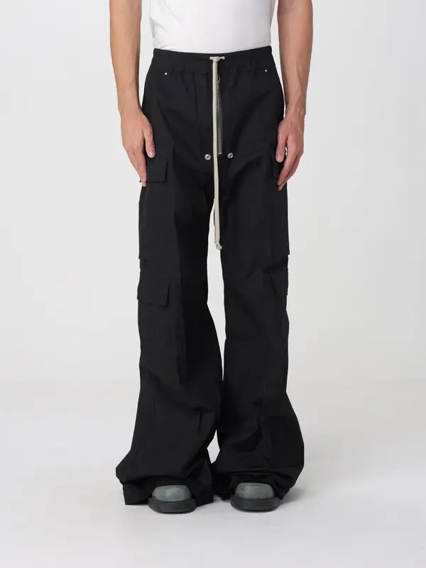 Rick Owens Cargobelas Wide-leg Cargo Trousers In Stretch Cotton With Drawstring