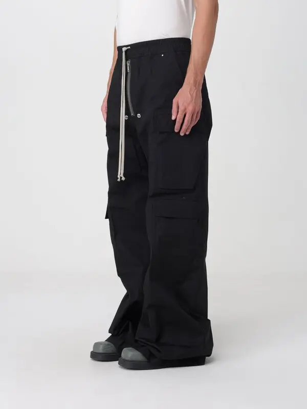 Rick Owens Cargobelas Wide-leg Cargo Trousers In Stretch Cotton With Drawstring