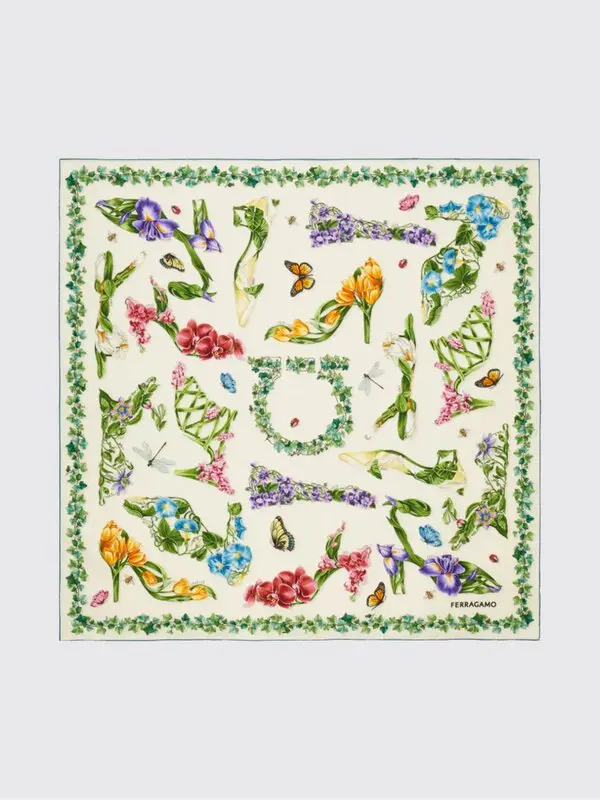 FERRAGAMO Eden Floral Print Silk Square Scarf