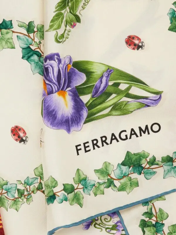 FERRAGAMO Eden Floral Print Silk Square Scarf