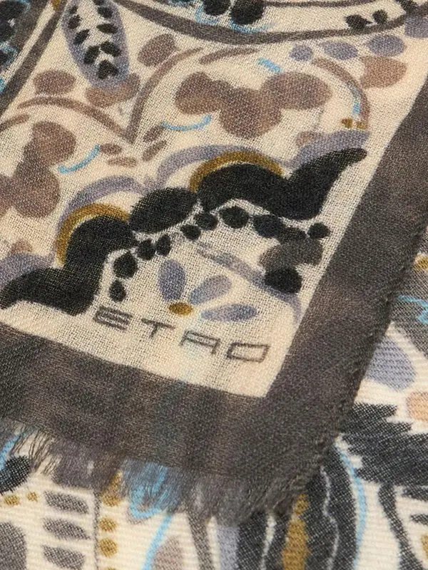 Etro Paisley Print Wool, Cashmere And Silk-blend Scarf