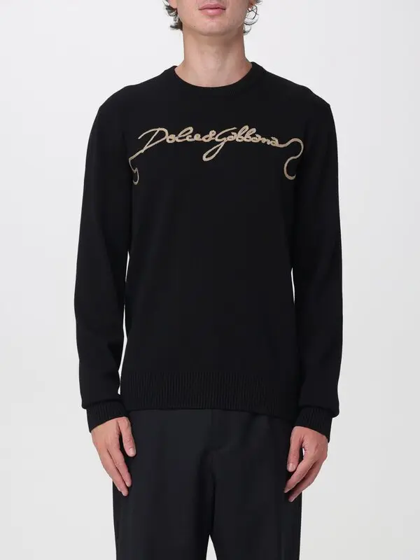 Dolce & Gabbana Crewneck Jumper In Pure Virgin Wool With Chest Logo Embroidery