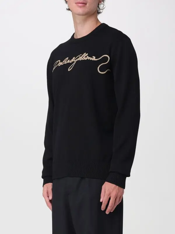 Dolce & Gabbana Crewneck Jumper In Pure Virgin Wool With Chest Logo Embroidery