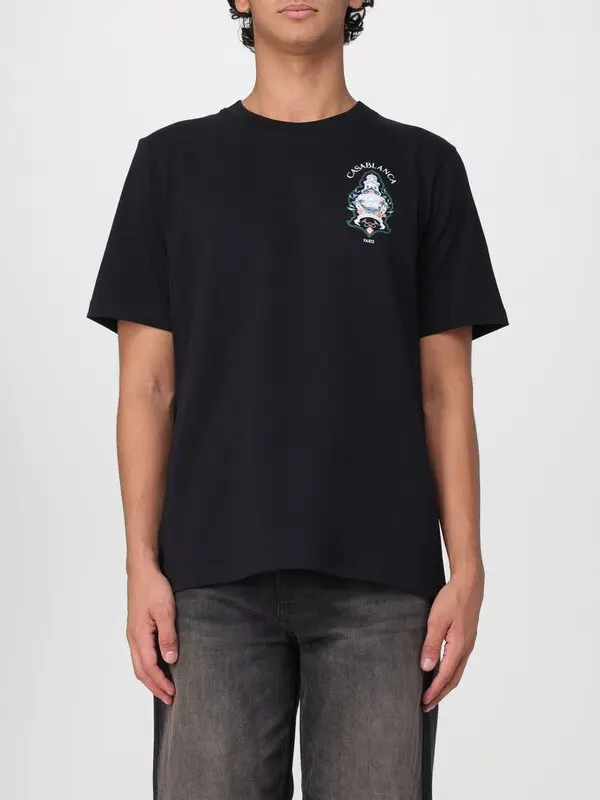 Casablanca Organic Cotton Crew Neck T-shirt With Logo Print - Black