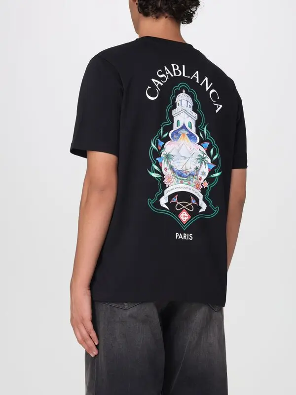 Casablanca Organic Cotton Crew Neck T-shirt With Logo Print - Black