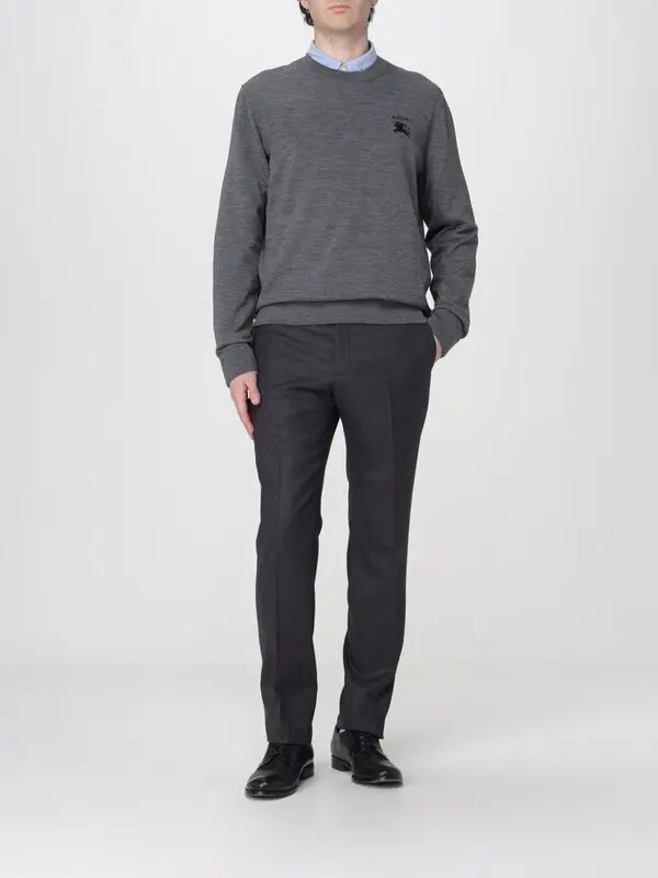 Burberry Crewneck Sweater In Pure Wool With Embroidered Ekd Logo
