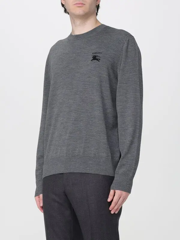 Burberry Crewneck Sweater In Pure Wool With Embroidered Ekd Logo