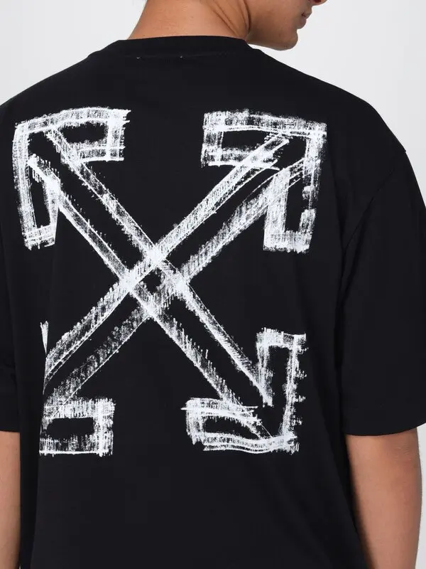 Off-White Relaxed Fit Cotton T-shirt With Front Logo And Contrast Arrow Print - White