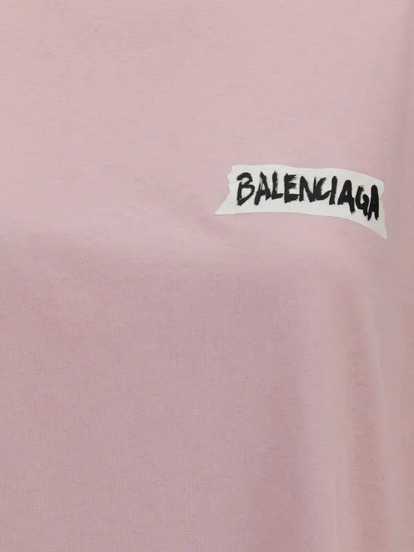 Balenciaga Relaxed Fit Cotton T-shirt With Contrast Logo And Dropped Shoulders