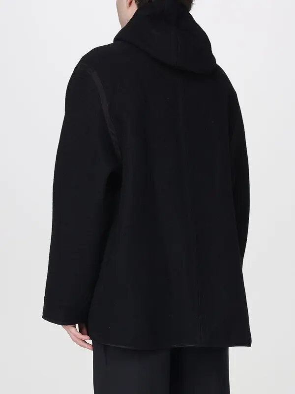 Our Legacy High Neck Single-breasted Wool Coat With Dropped Shoulders And Hood