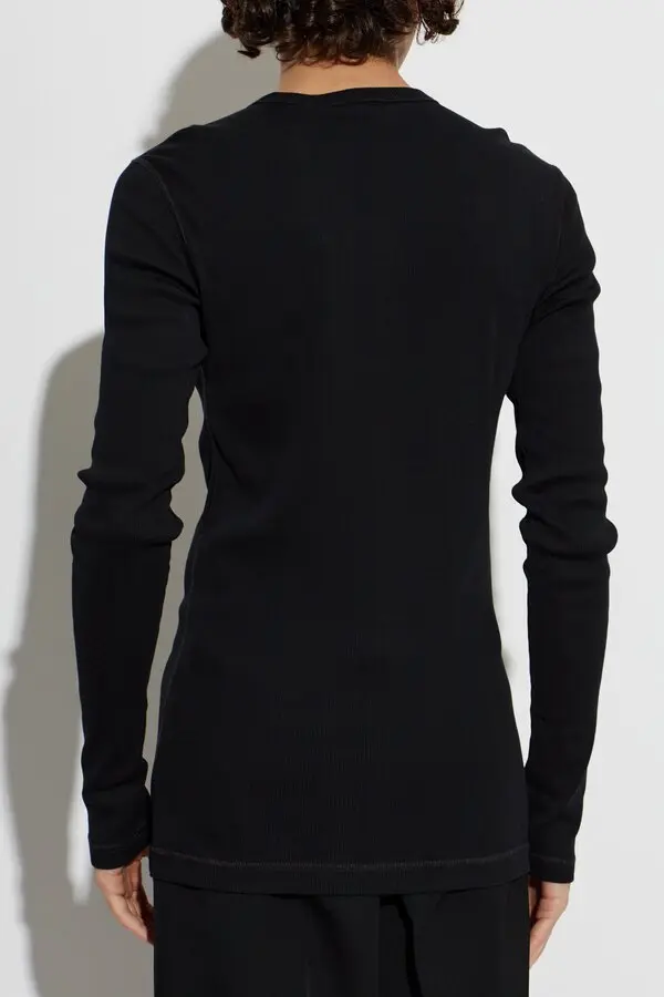 Dolce & Gabbana Ribbed Cotton Crew Neck Top With Long Sleeves By