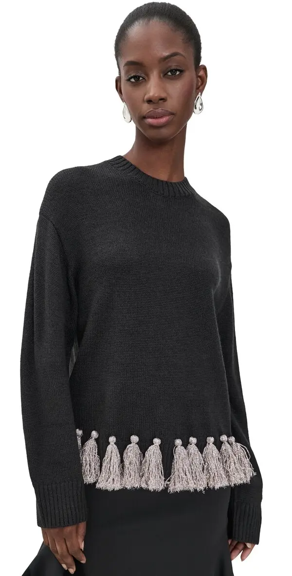 SIMONMILLER Roni Metallic Tassel Sweater - Black/satellite Silver