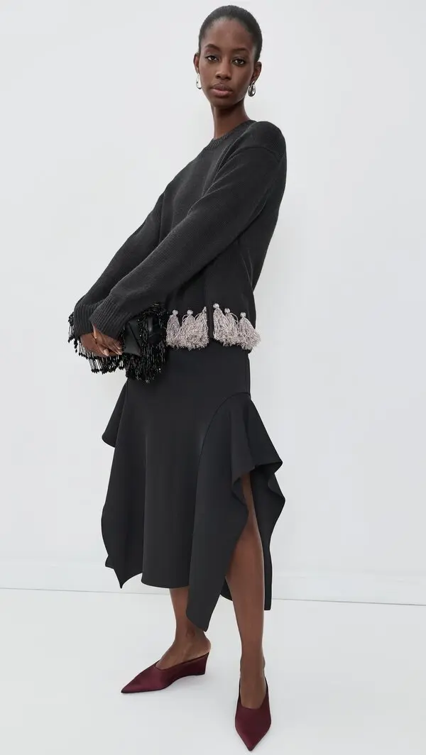 SIMONMILLER Roni Metallic Tassel Sweater - Black/satellite Silver