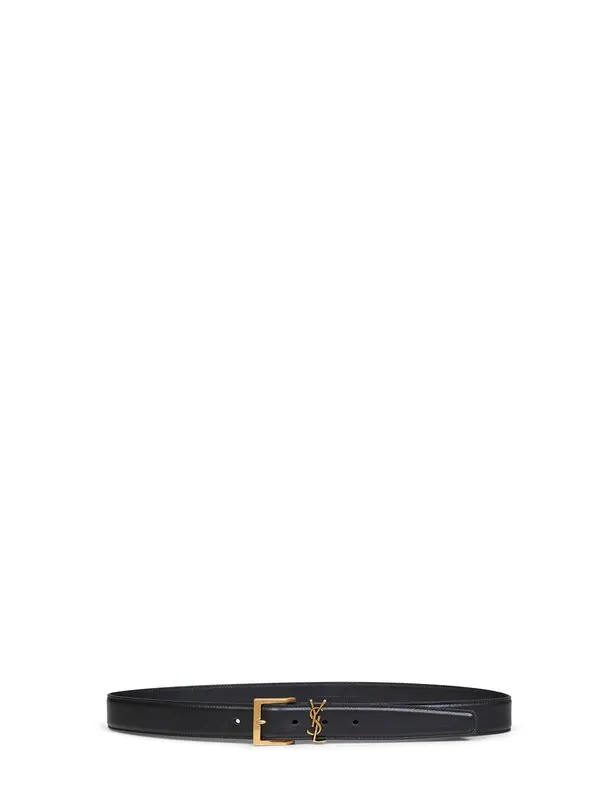 Saint Laurent Black Smooth Leather Cassandre Vadim Belt - Multicolor