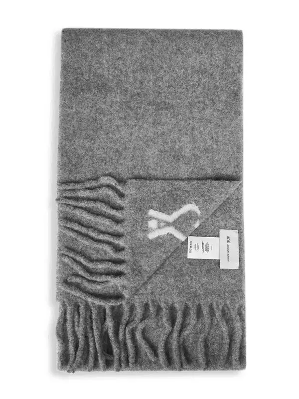 AMI Paris Grey De Cœur Scarf - Multicolor