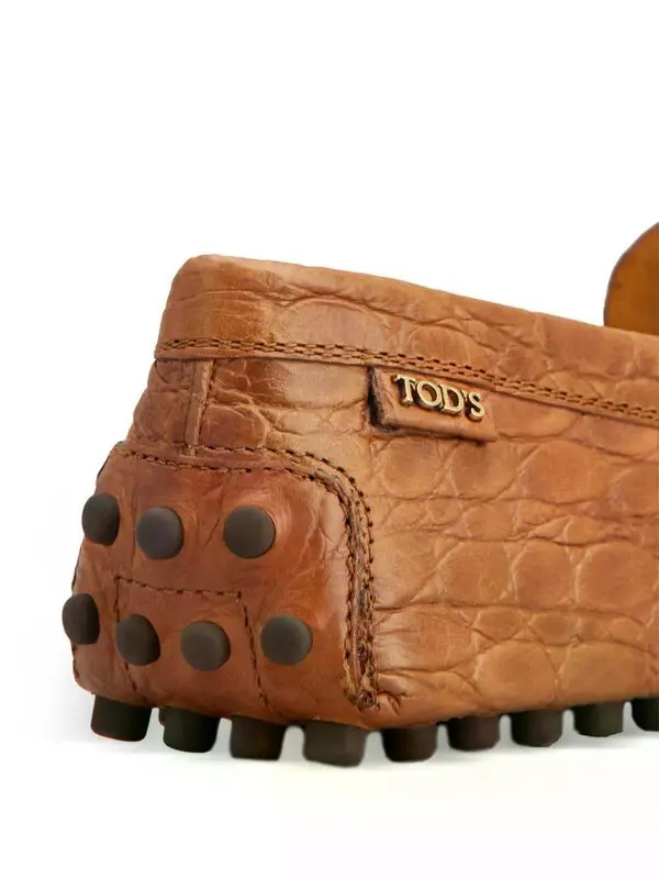 TOD'S Gommino Crocodile-effect Leather Loafers