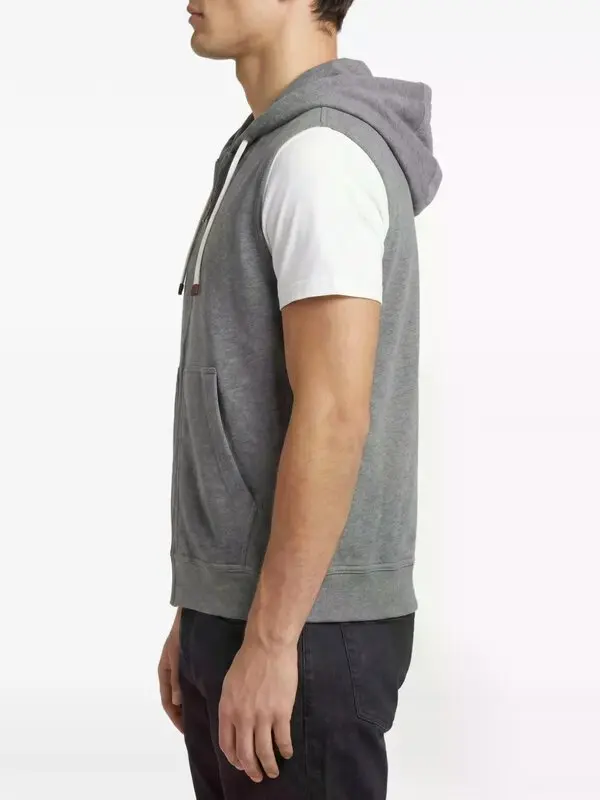 Brunello Cucinelli Sleeveless Zip-up Hoodie - Grey