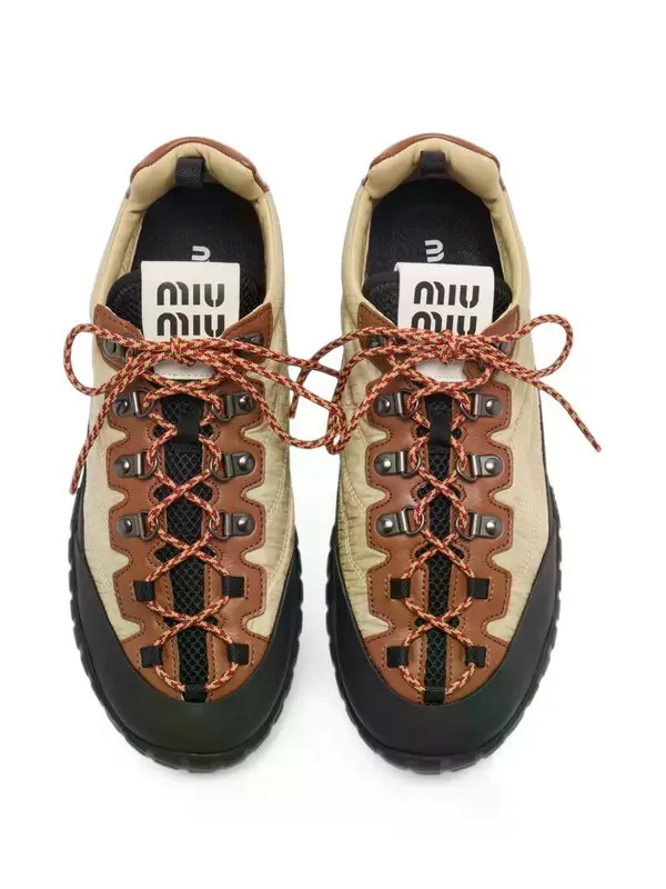 Miu Miu Tyre Technical Fabric And Leather Sneakers