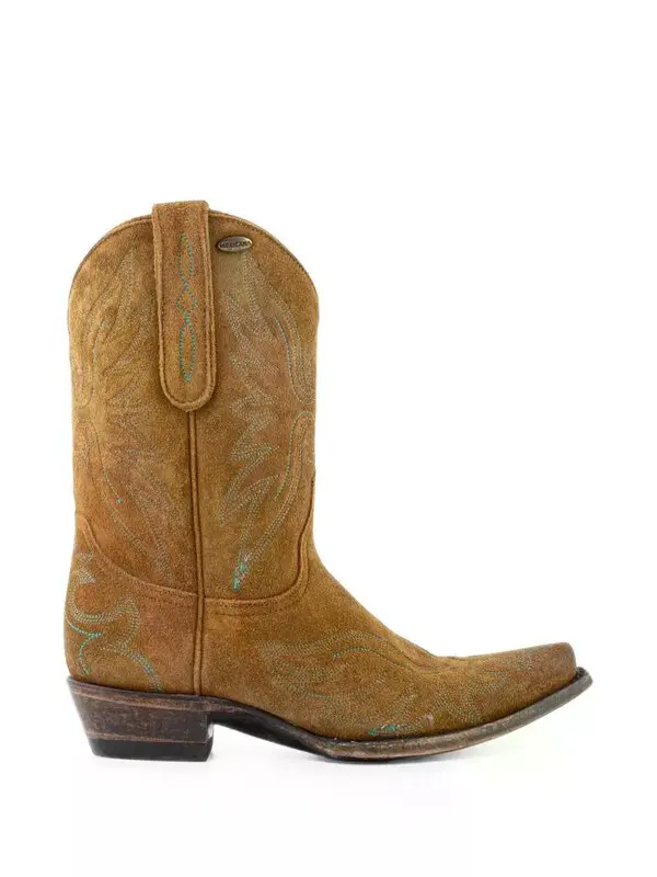 MEXICANA Embroidered Suede Boots - Brown