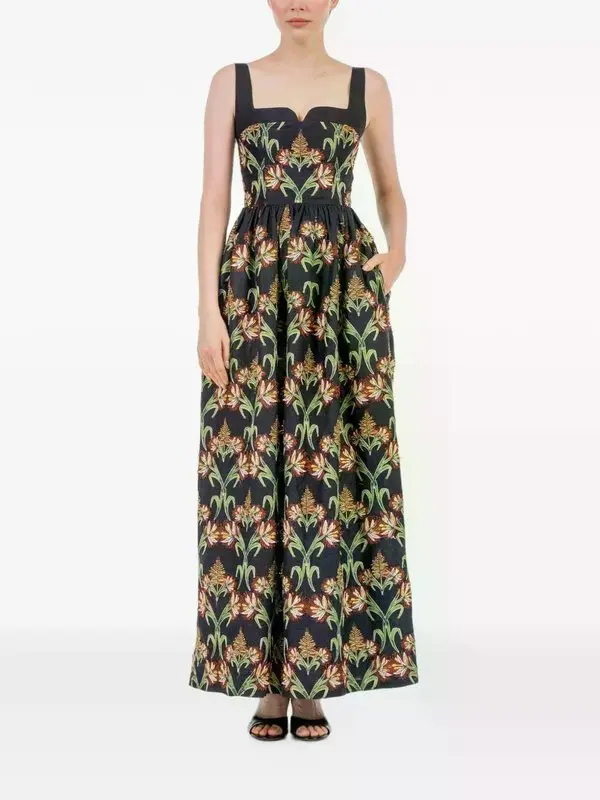 Agua Bendita Jaspe Embroidered Linen Dress
