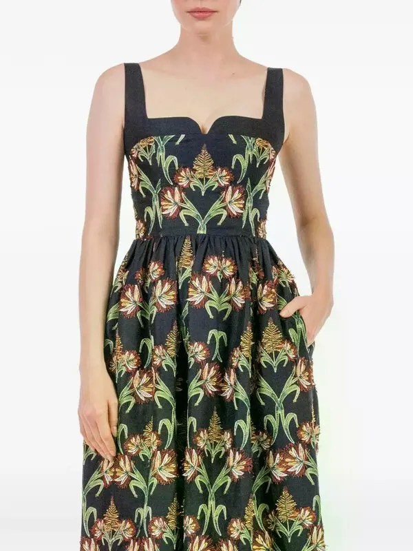 Agua Bendita Jaspe Embroidered Linen Dress