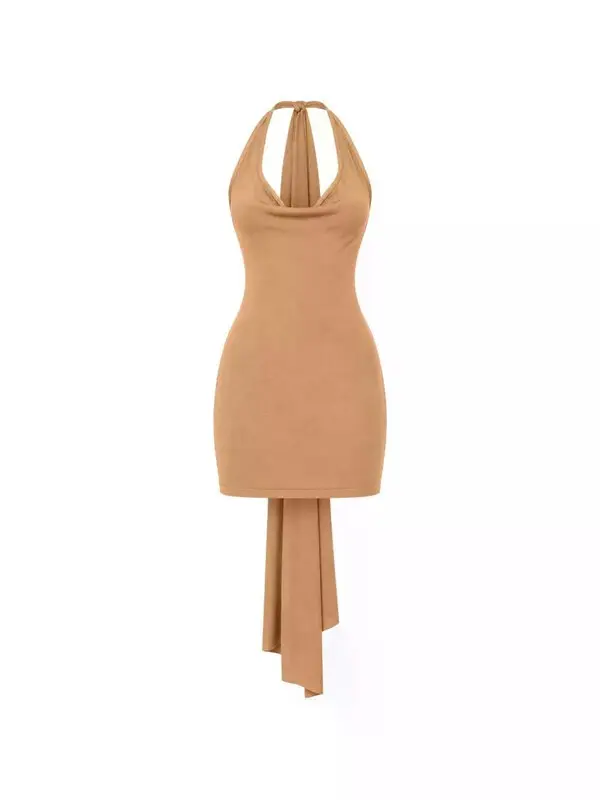 AYA MUSE Onda Halter-neck Mini Dress - Neutrals