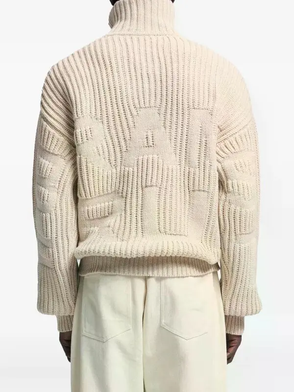 BRAM’S FRUIT Fisherman Logo-intarsia Quarter-zip Sweater