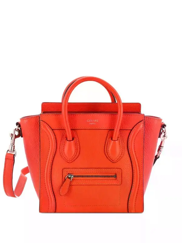 Celine Luggage Bag Grainy Leather Nano Crossbody Bag - Orange