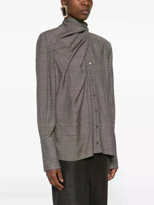 MUGLER Draped Prince Of Wales Check Shirt