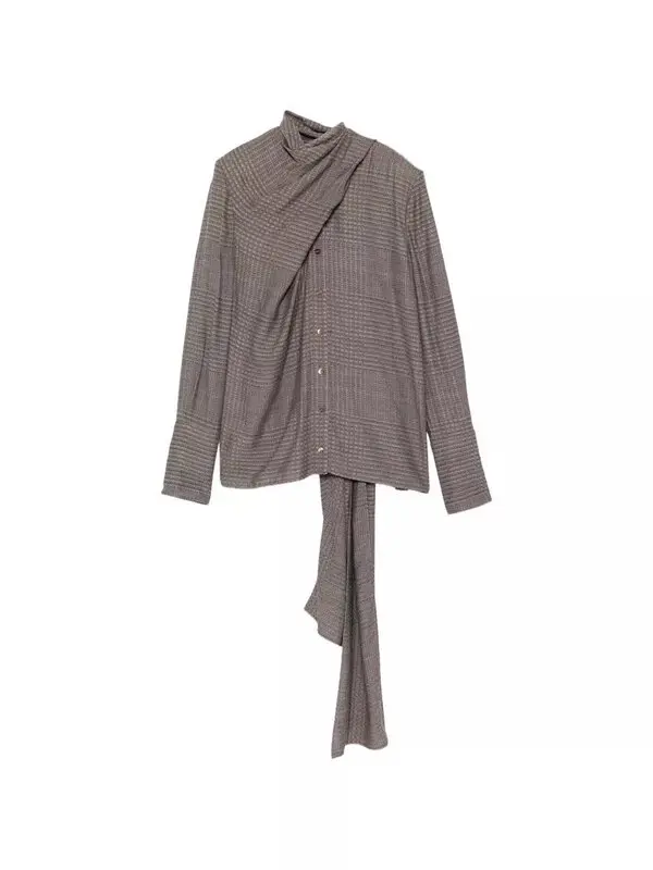 MUGLER Draped Prince Of Wales Check Shirt - Grey