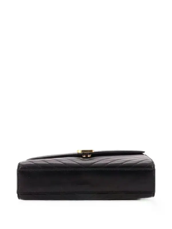 Saint Laurent Classic Monogram Envelope Satchel Matelasse Chevron Leather Medium Shoulder Bag