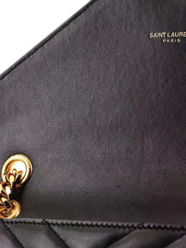 Saint Laurent Classic Monogram Envelope Satchel Matelasse Chevron Leather Medium Shoulder Bag
