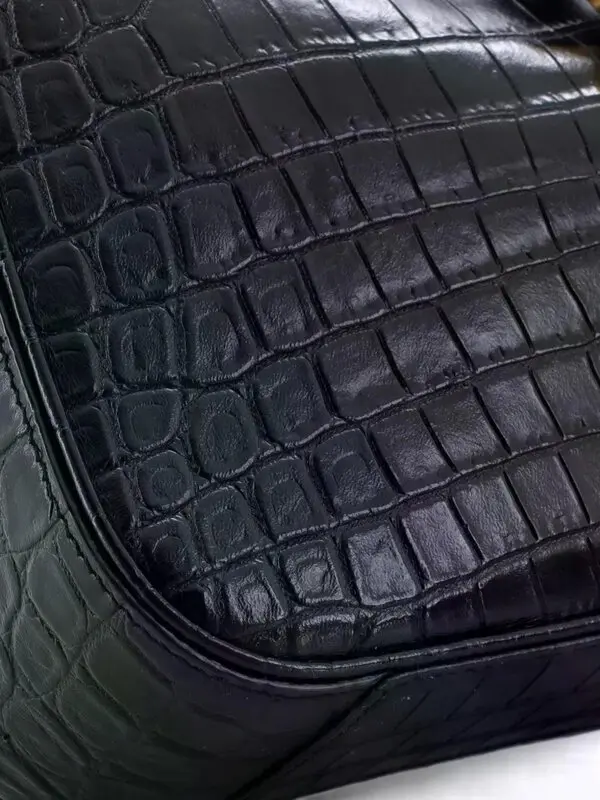 Saint Laurent Le 5 A 7 Crocodile Embossed Leather Small Hobo Bag